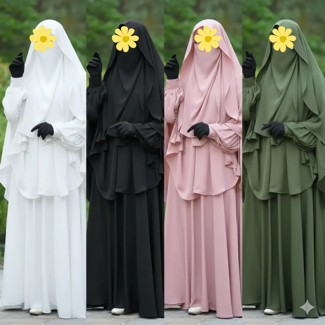 🌸 Cherry Fabrics Hoodie Hijab, Nose Niqab & Burkha Set - kapra mart